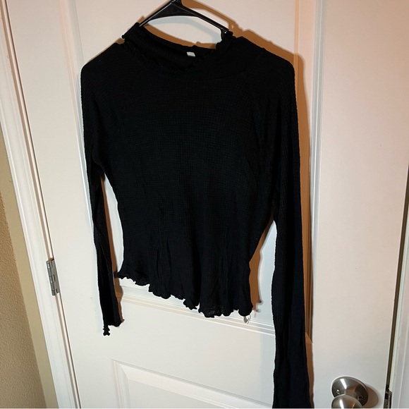 Free People Tops Free People Lettuce Trim Mock Neck Long Sleeve Top
